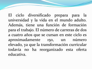 El ciclo diversificado | PPTX
