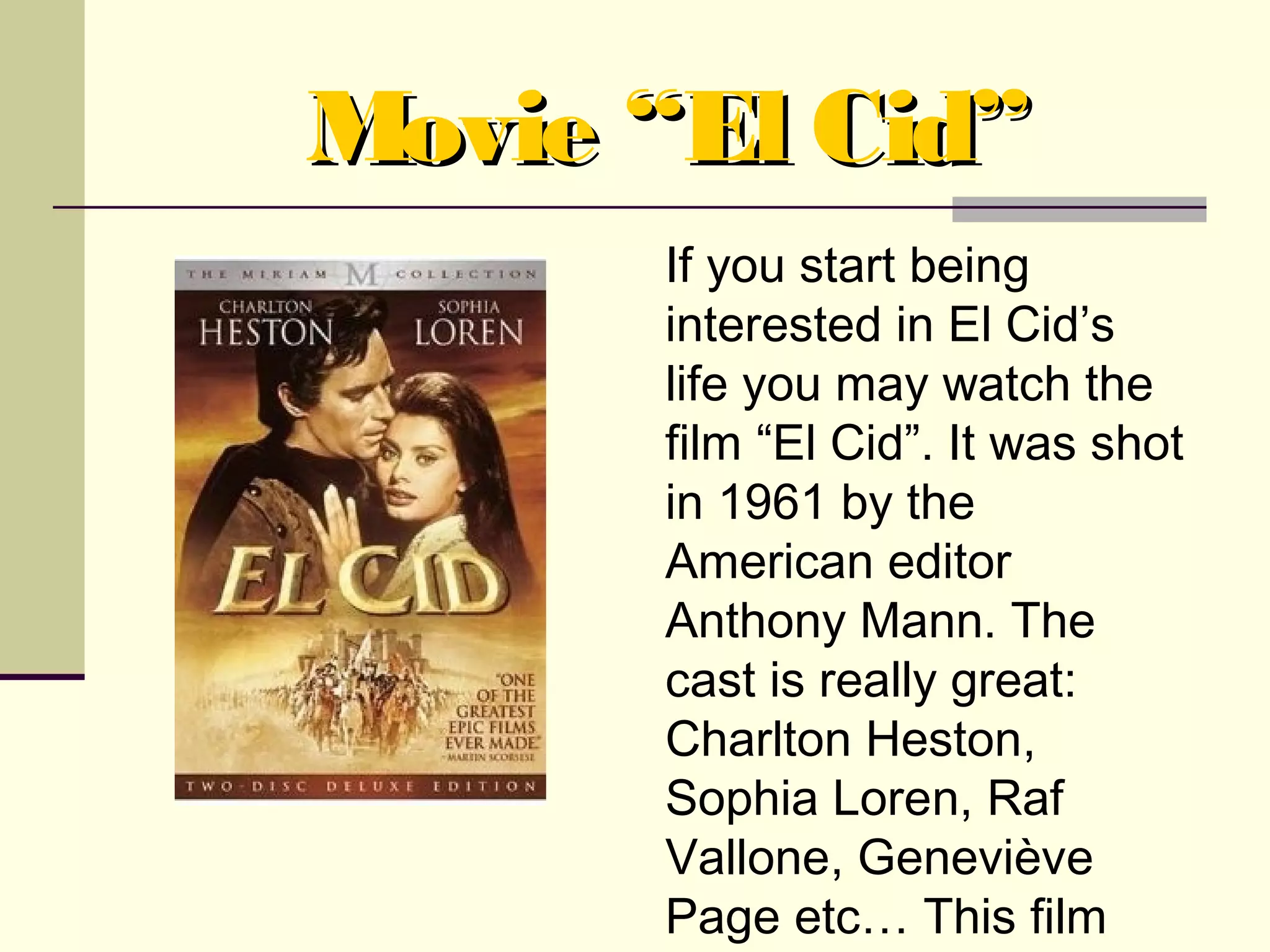 Presentation about El cid. Spanish National Hero | PPT