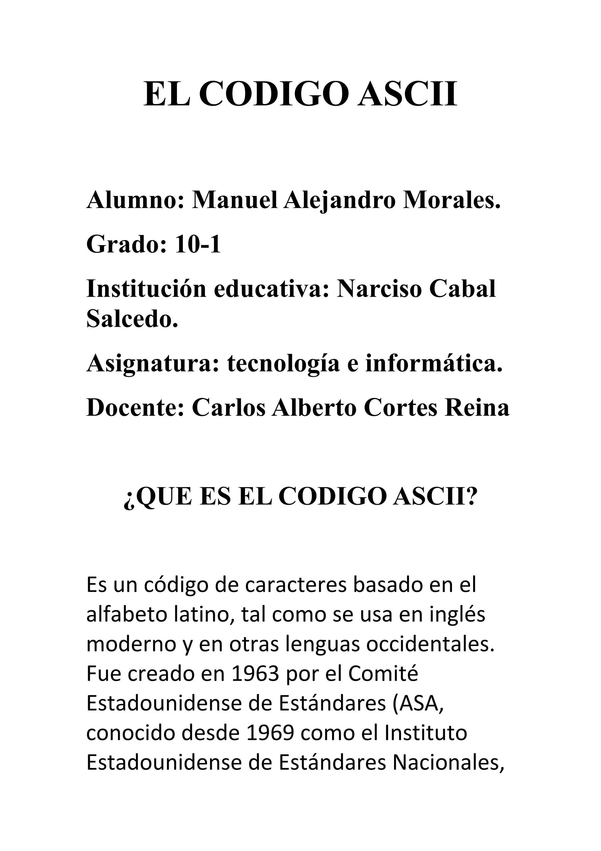 El codigo ascii | DOCX