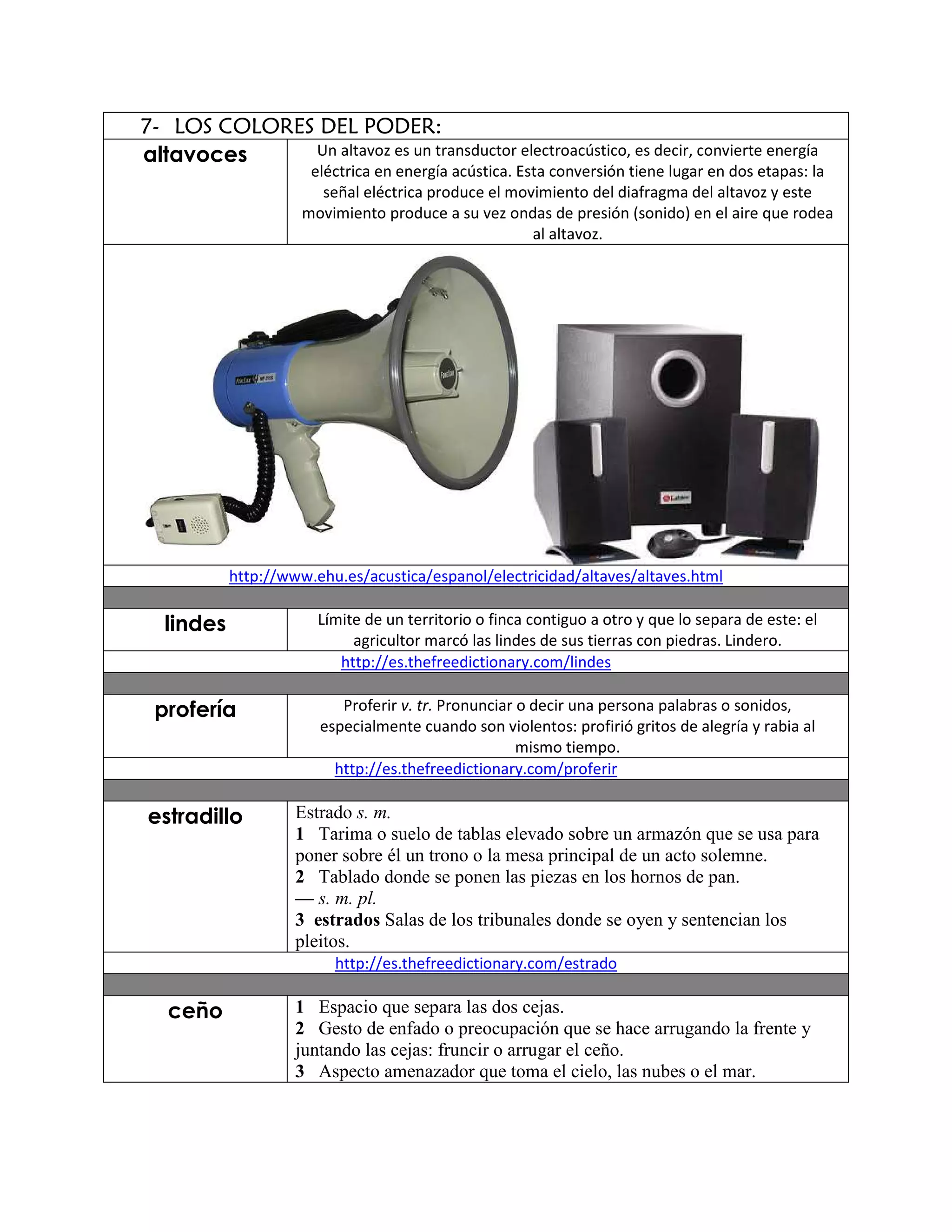 El color de mis palabras vocabulario | PDF