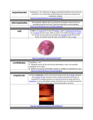 El color de mis palabras Vocabulario | PDF