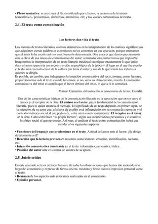 El comentario de textos literarios | DOC