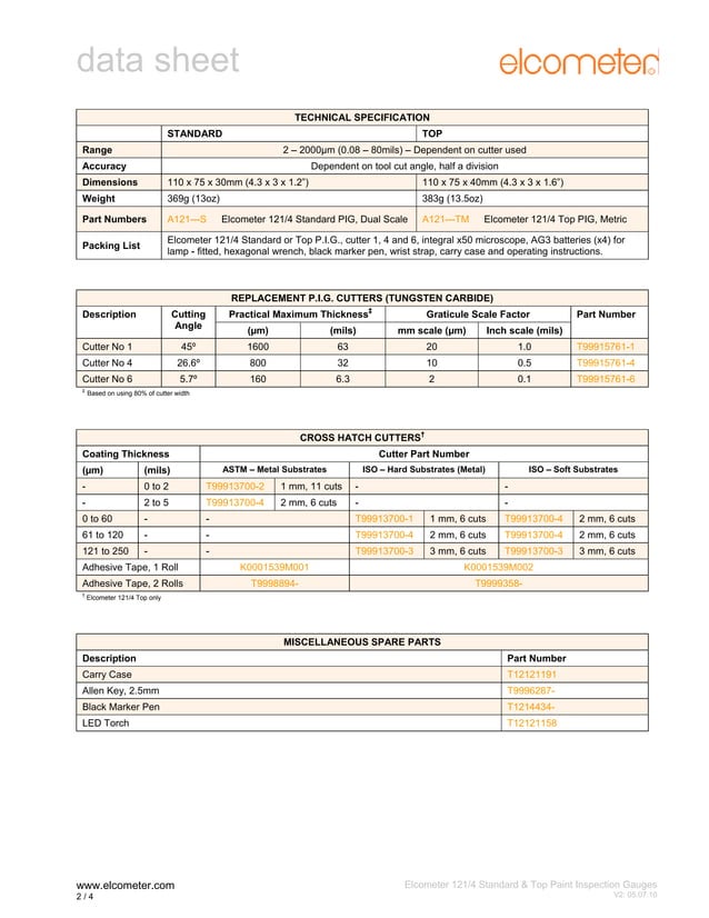 Elcometer 121 4-standard-top-paint-inspection-gauges is designed to ...