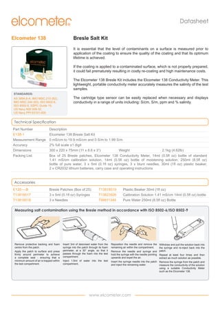 Elcometer 138 Bresle Salt Kit to level of contaminants on a surface is ...