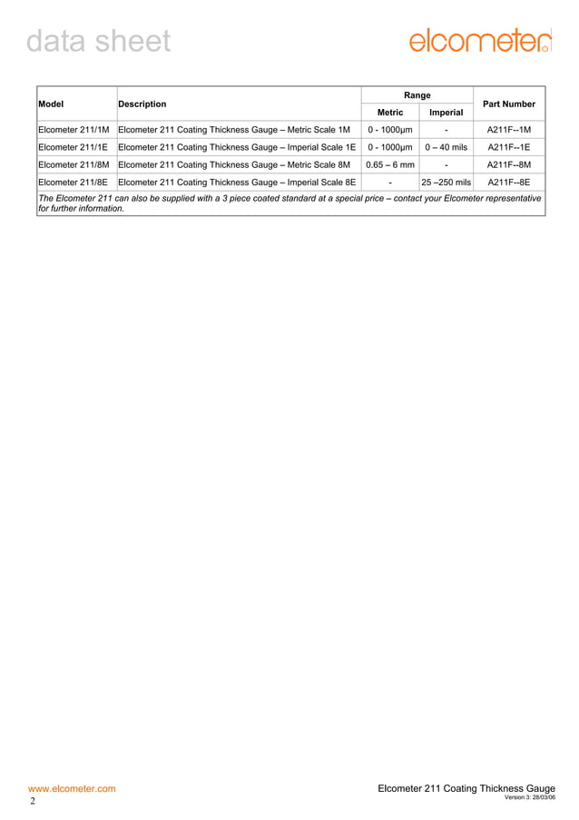 Elcometer 211 Mechanical Coating Thickness Gauges ommonly referred to ...