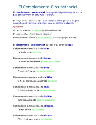 El complemento circunstancial | DOCX