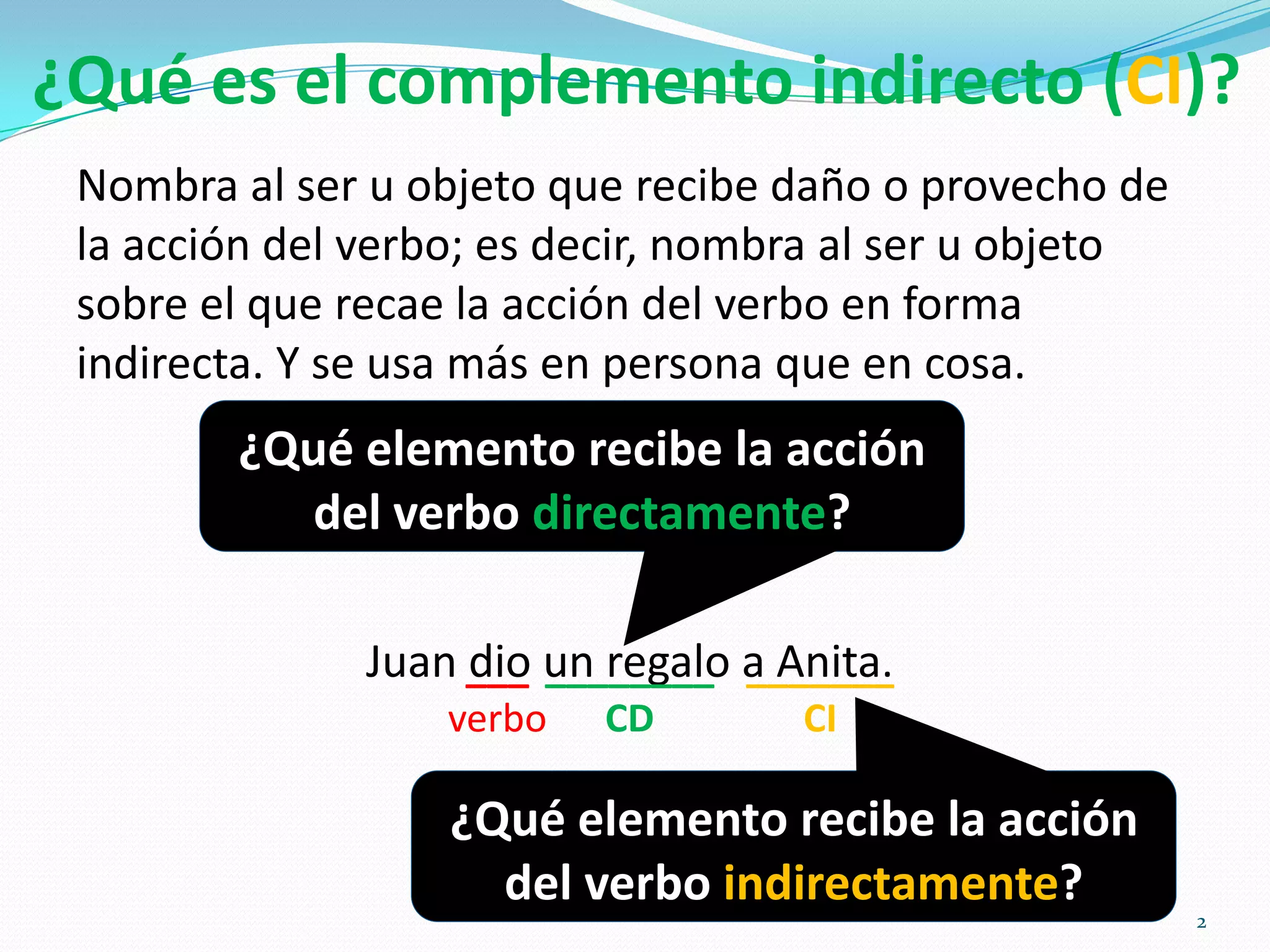 El complemento indirecto | PPTX