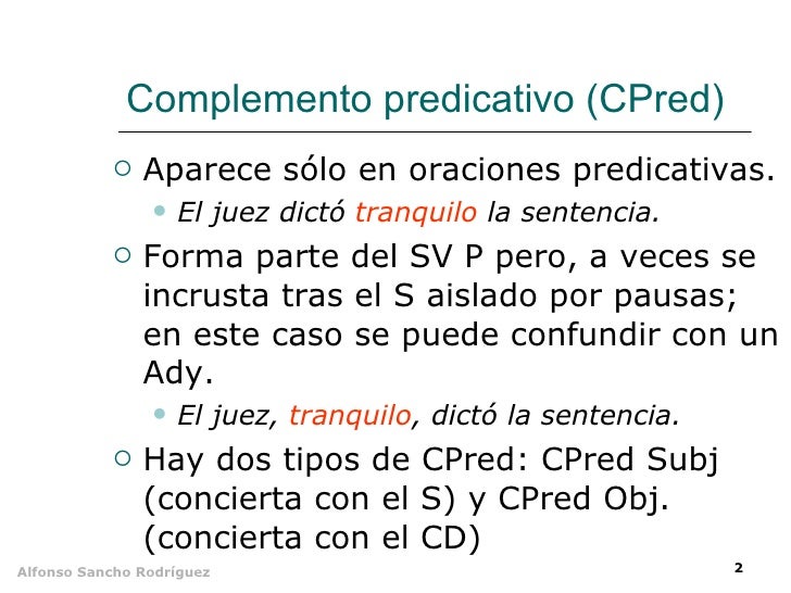 El complemento predicativo