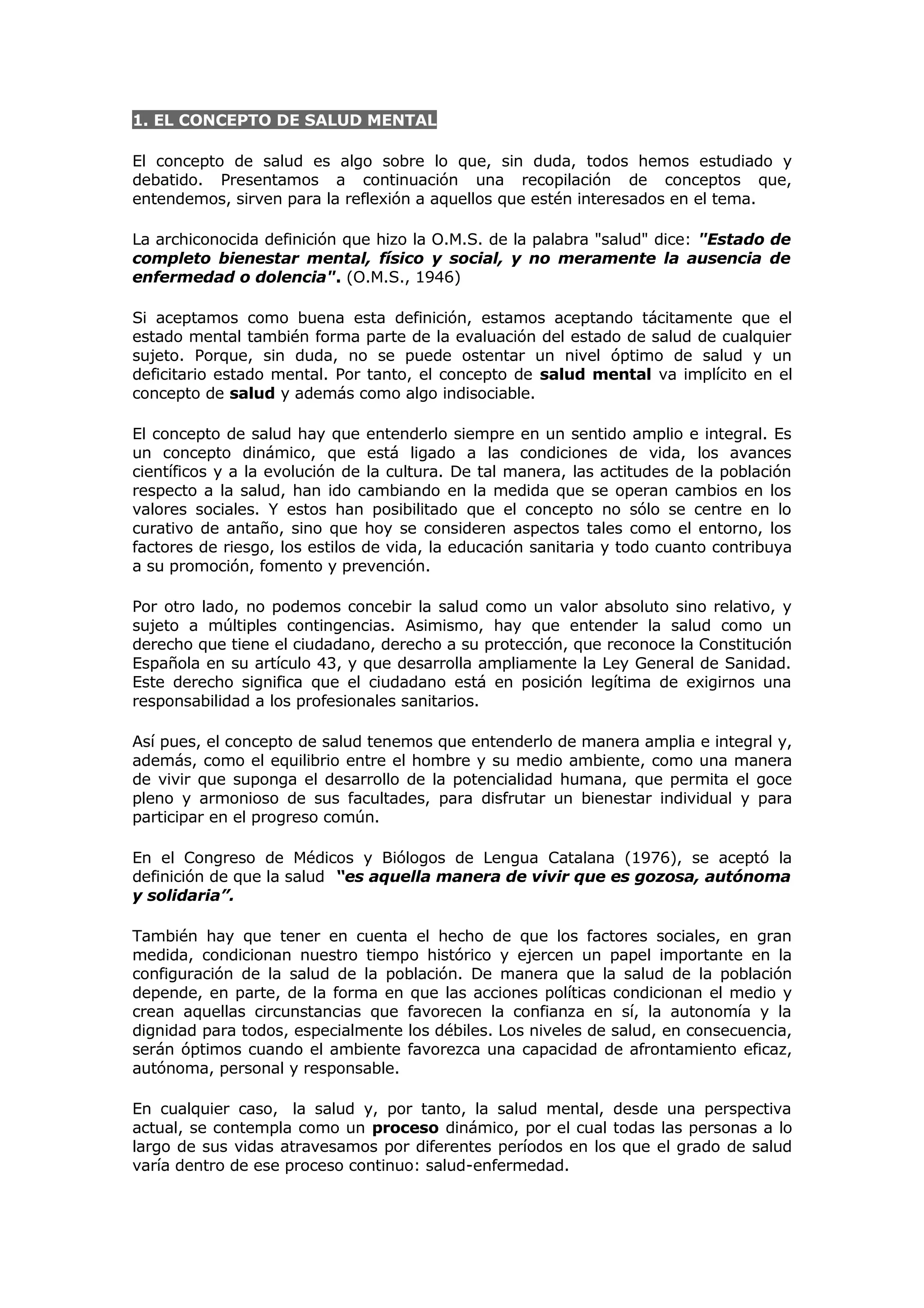 El concepto de salud mental | DOC
