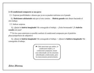 El condicional simple y el condicional compuesto y las oraciones ...