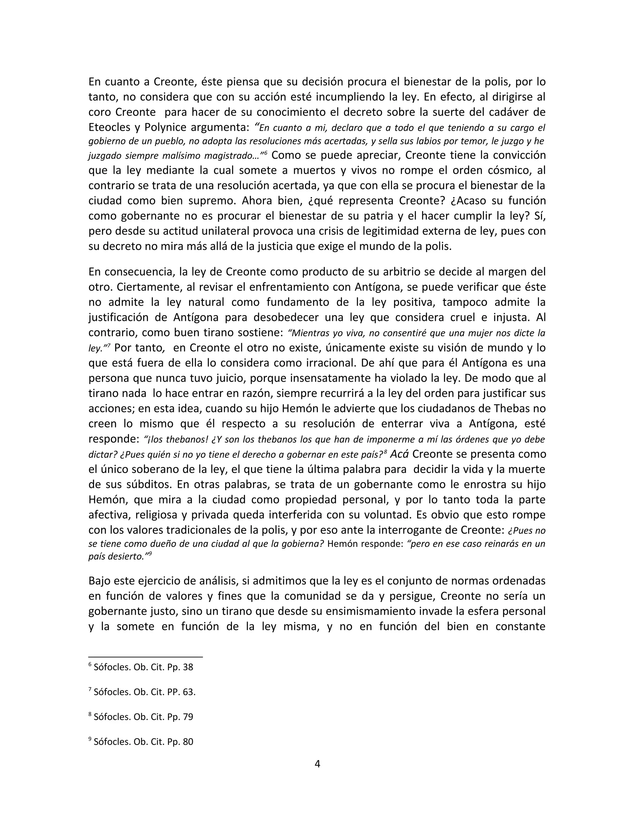 El conflicto tragico entre antigona y creonte. | PDF