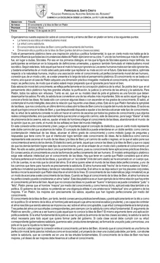 El conocimiento y la idea de bien en platón | DOCX