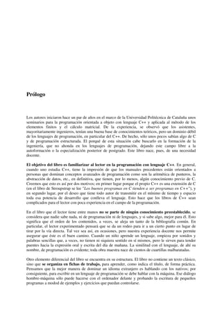 El C++ por la práctica, introducción al lenguaje y su filosofía | PDF
