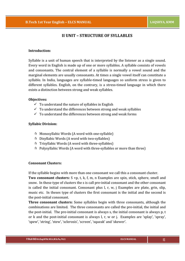 English Language Communication Skills Lab Manual (R13) by Raja Rao ...