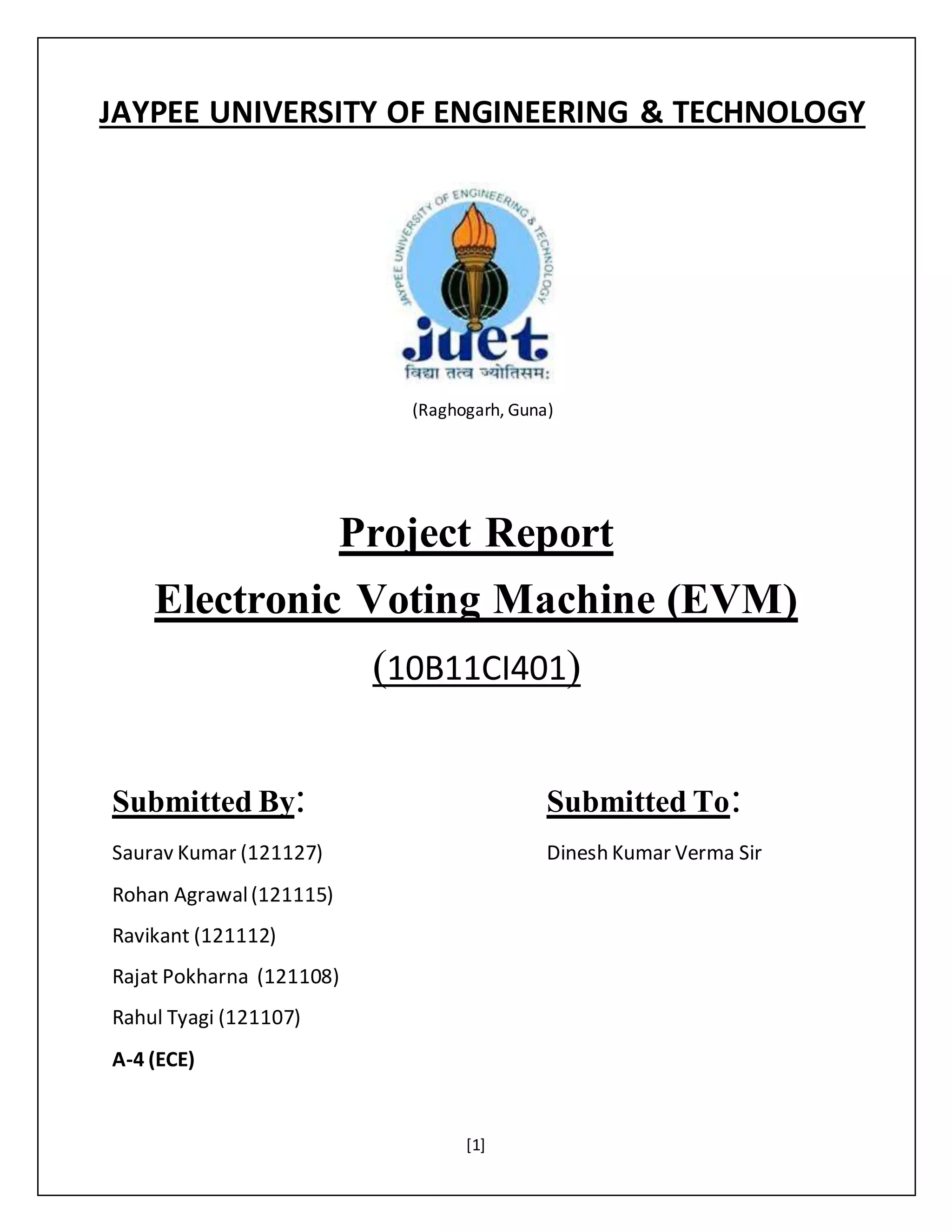 Electronic voting machine presentation | PDF