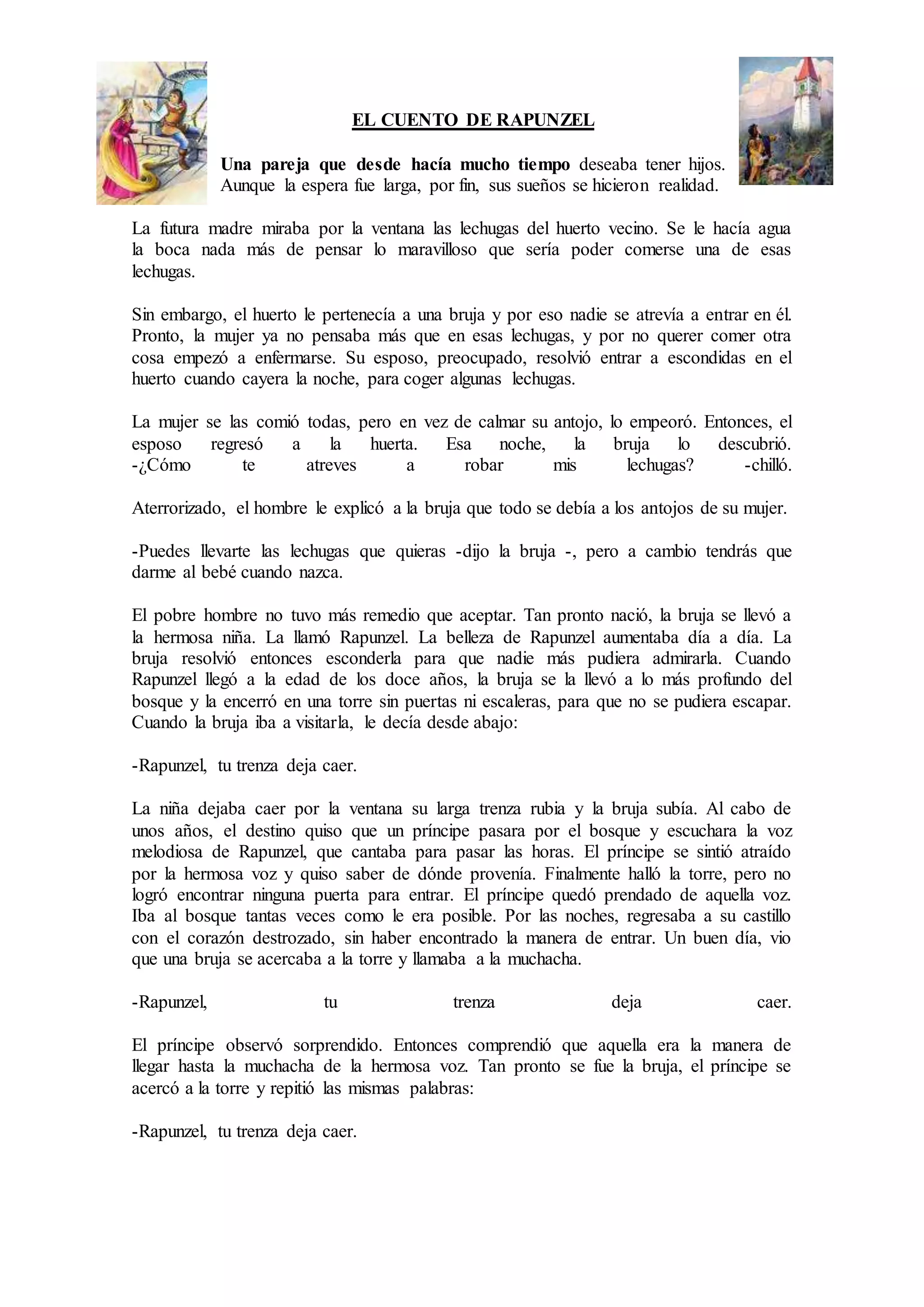 El cuento de rapunzel para el trabajo con niños de inicial | DOCX