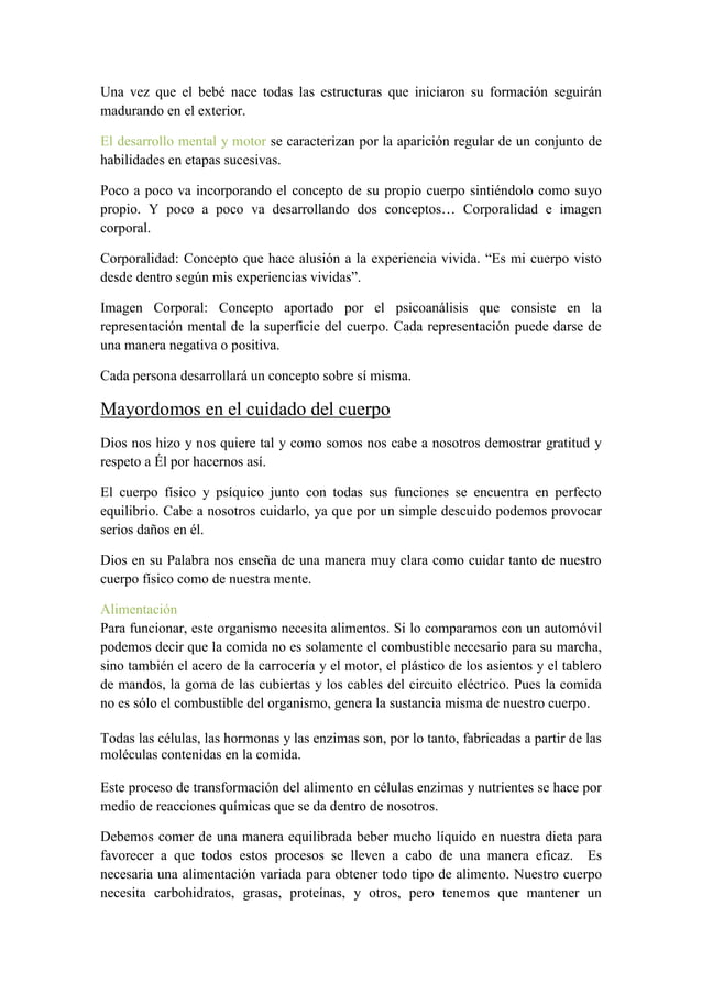El Cuidado Del Cuerpo Mensaje Pdf