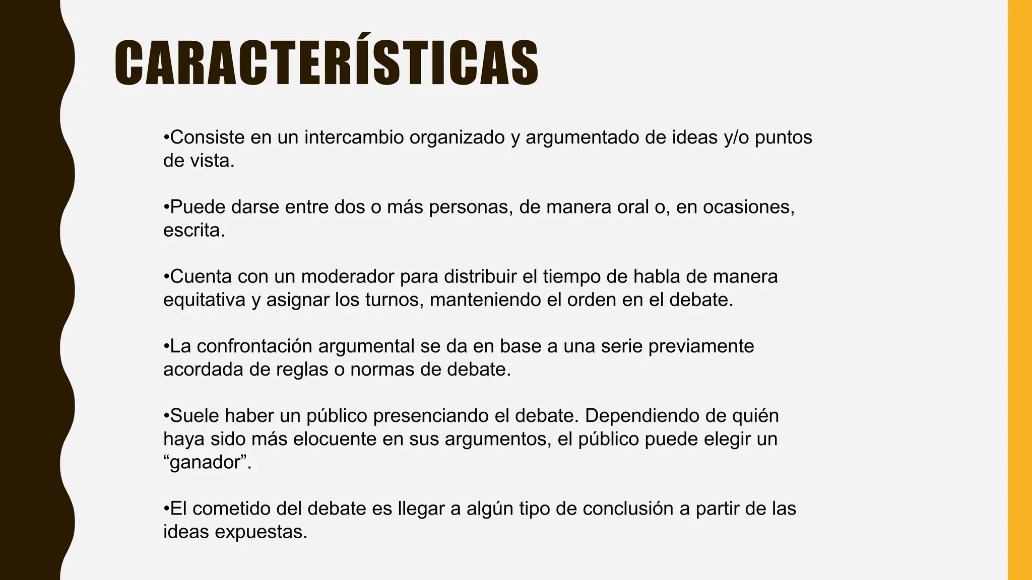 Características y estructura de los debates | PPTX