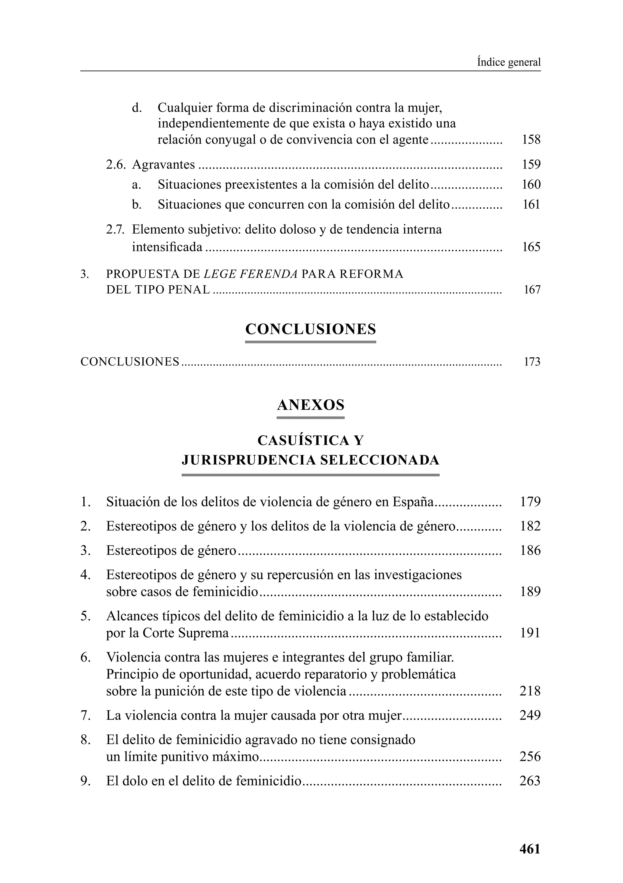 El Delito De Feminicidio En El Perú Índice Pdf