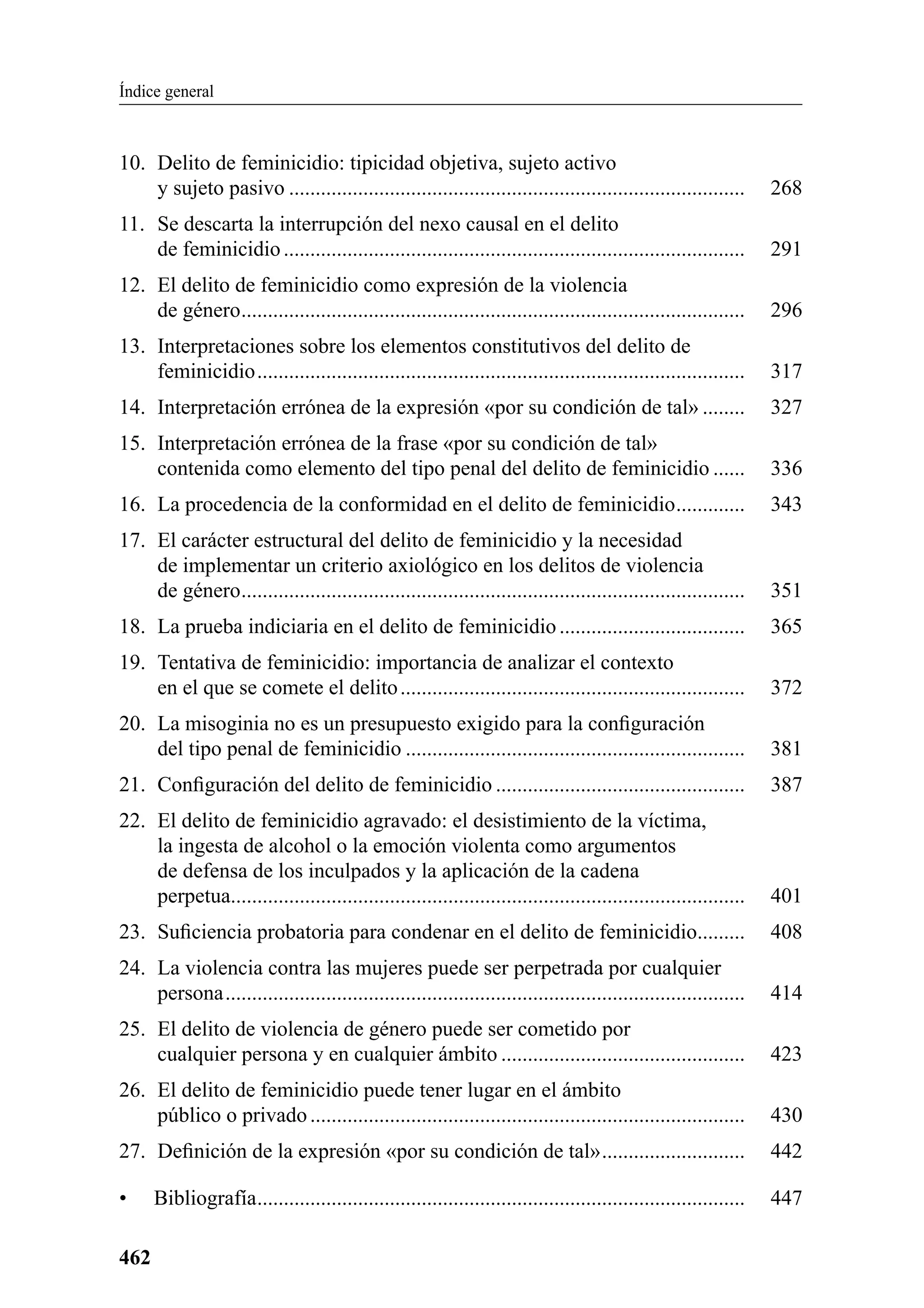 El Delito De Feminicidio En El Perú Índice Pdf