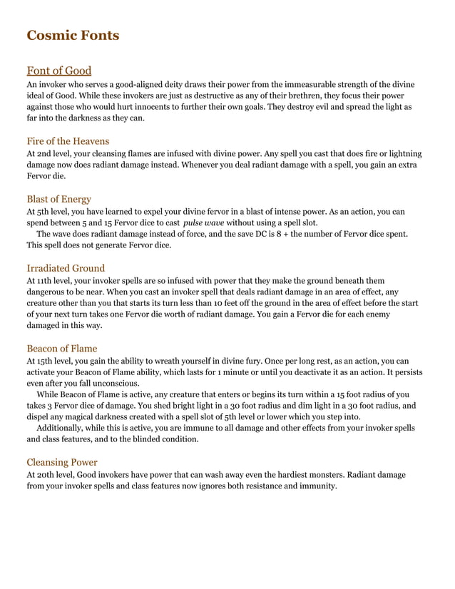 D&D 5e Homebrew Class Invoker v. 1.5 - Justin Elder | PDF