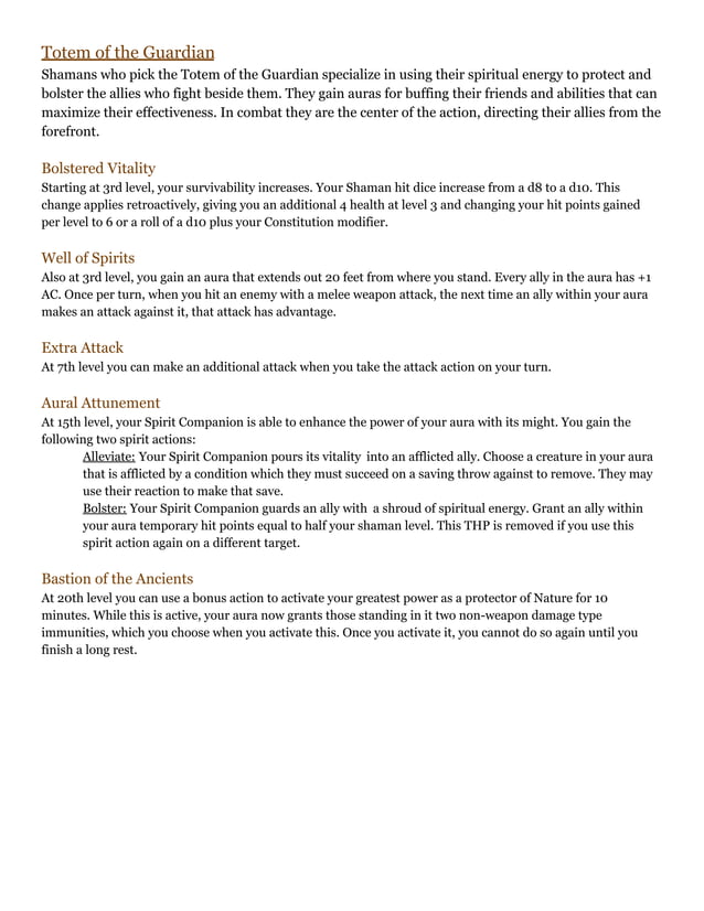D&D 5e Homebrew Class Shaman v.2.5 - Justin Elder | PDF