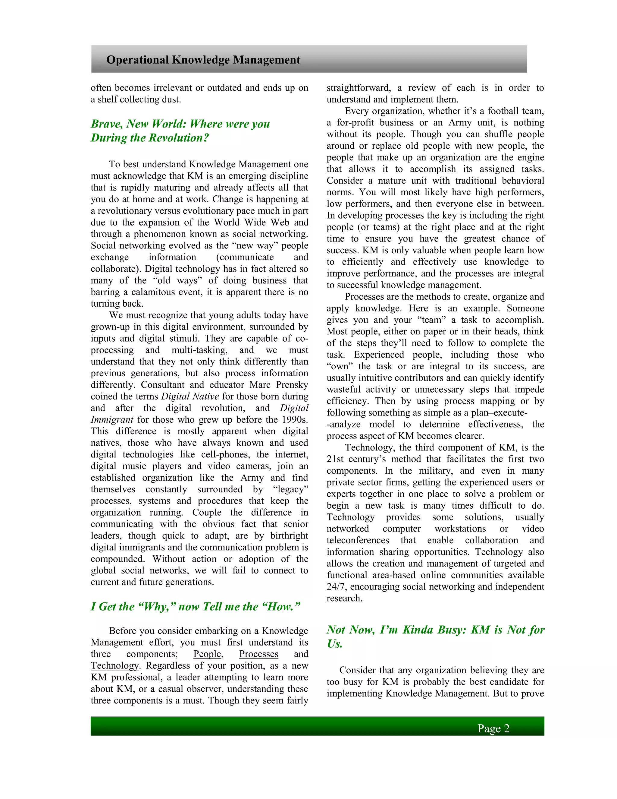 White Paper - Operational Knowledge Management | PDF