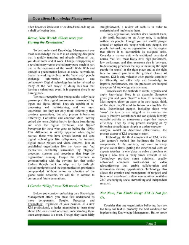 White Paper - Operational Knowledge Management | PDF