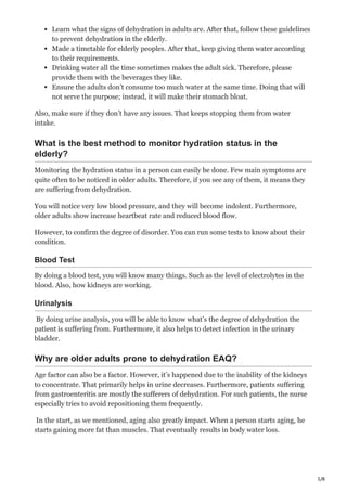 Dehydration in the Elderly Strategies for Prevention and Management | PDF