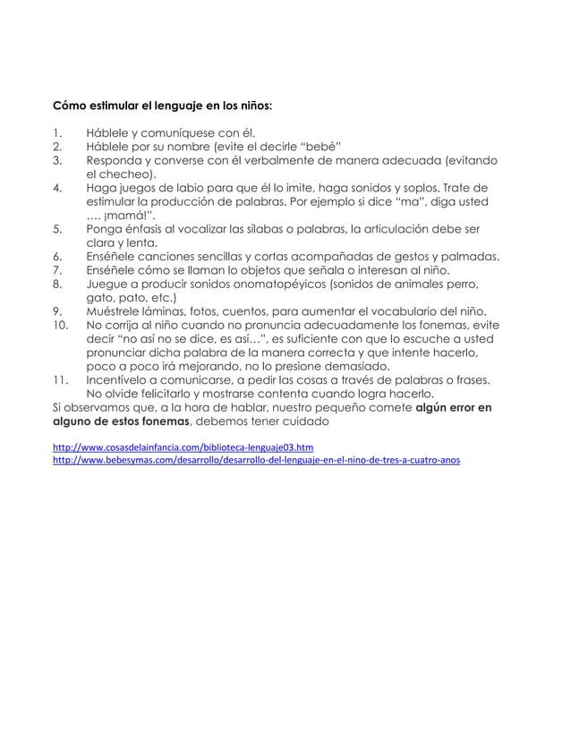 El desarrollo del lenguaje en el niño de 3 a 4 años 4 | PDF