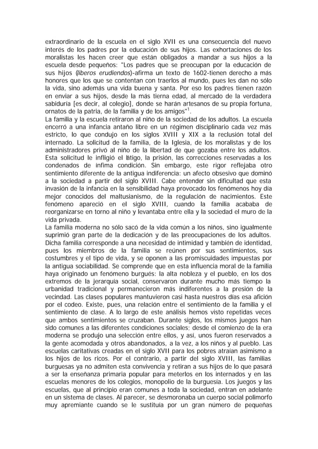 El descubrimiento de la infancia philippe aries | PDF