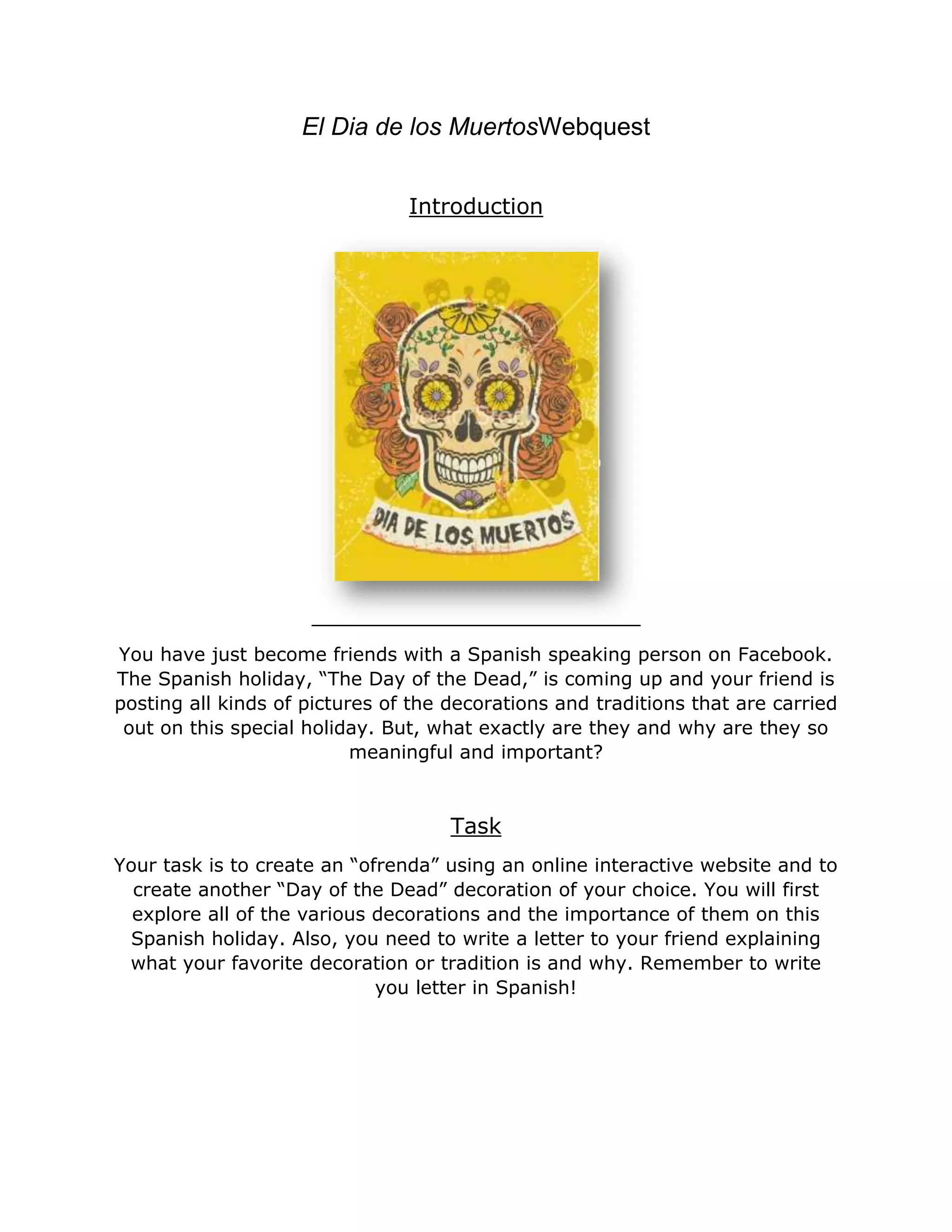 El dia de los muertos webquest | DOCX