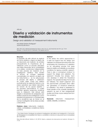 El diseño de instrumento y su validacion | PDF