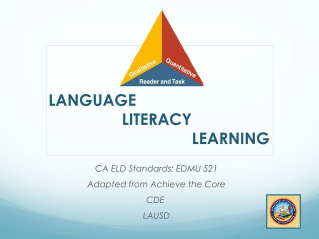 ELD Standards and CCSS | PPT | Professional School | Postgraduate Education