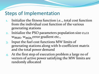 ECONOMIC LOAD DISPATCH USING PARTICLE SWARM OPTIMIZATION | PPTX