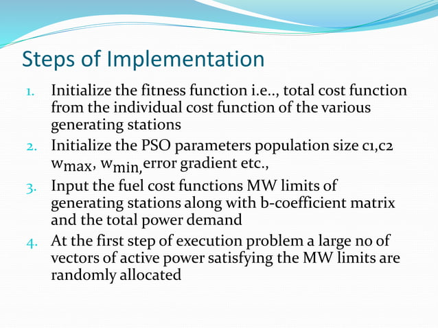 ECONOMIC LOAD DISPATCH USING PARTICLE SWARM OPTIMIZATION | PPTX | Computer Software and ...