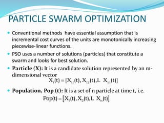ECONOMIC LOAD DISPATCH USING PARTICLE SWARM OPTIMIZATION | PPTX