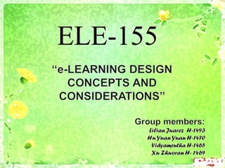 ppt e-learning design, concepts and considerations. | PPT