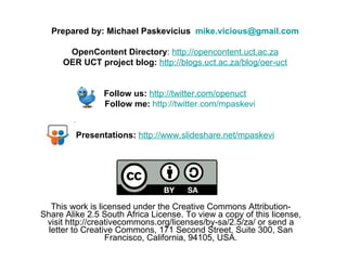 Institutionalizing OER at the University of Cape Town | PPT