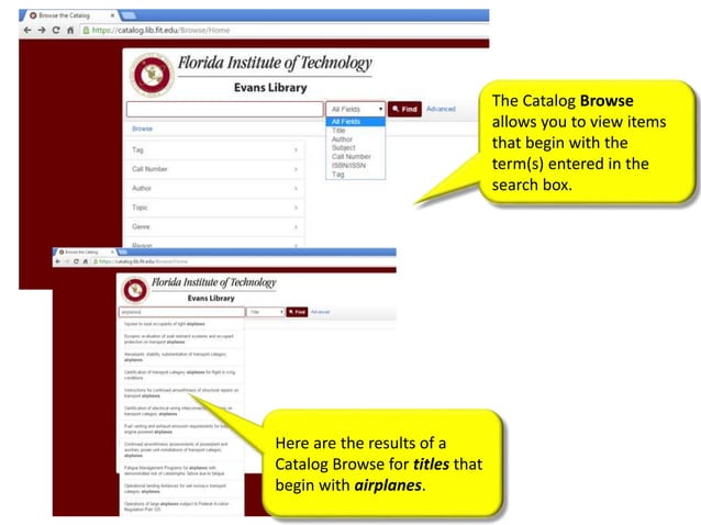 E-LEARN: The Evans Library Catalog | PPT