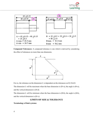 SYSTEM OF LIMITS, FITS, TOLERANCE AND GAUGING, VTU LEARNING | PDF