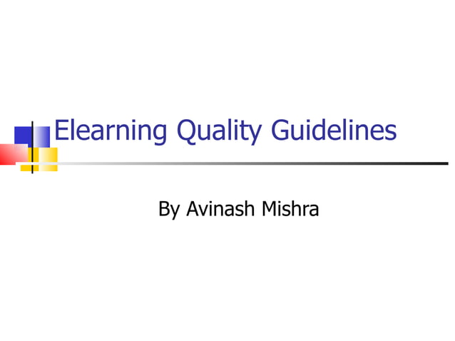 eLearning quality guidelines | PPT