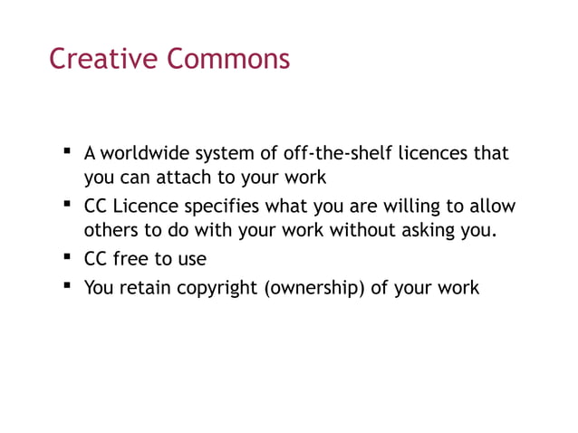 Copyright, Content Creation and Creative Commons