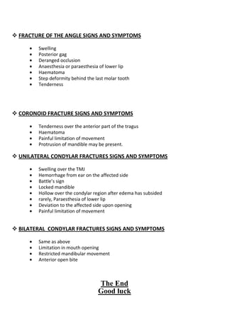 Symphysis & Angle MANDIBULAR FRACTURES | PDF