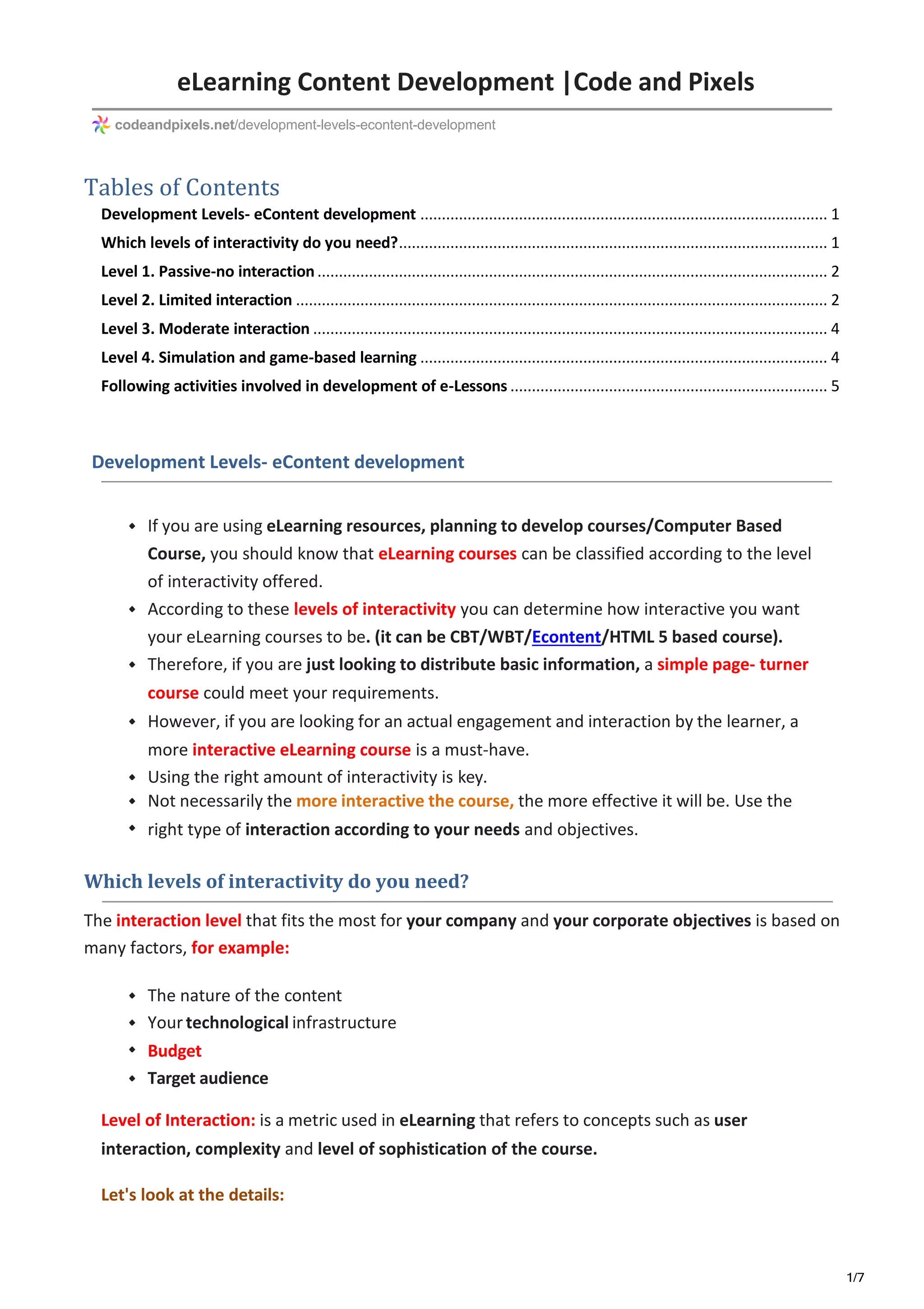 eLearning Content Development Code and Pixels.pdf