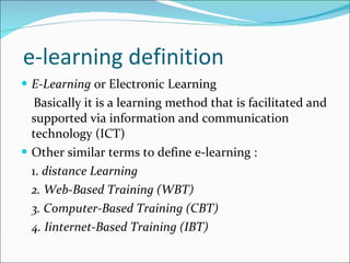 E learning for presentation ict class | PPT