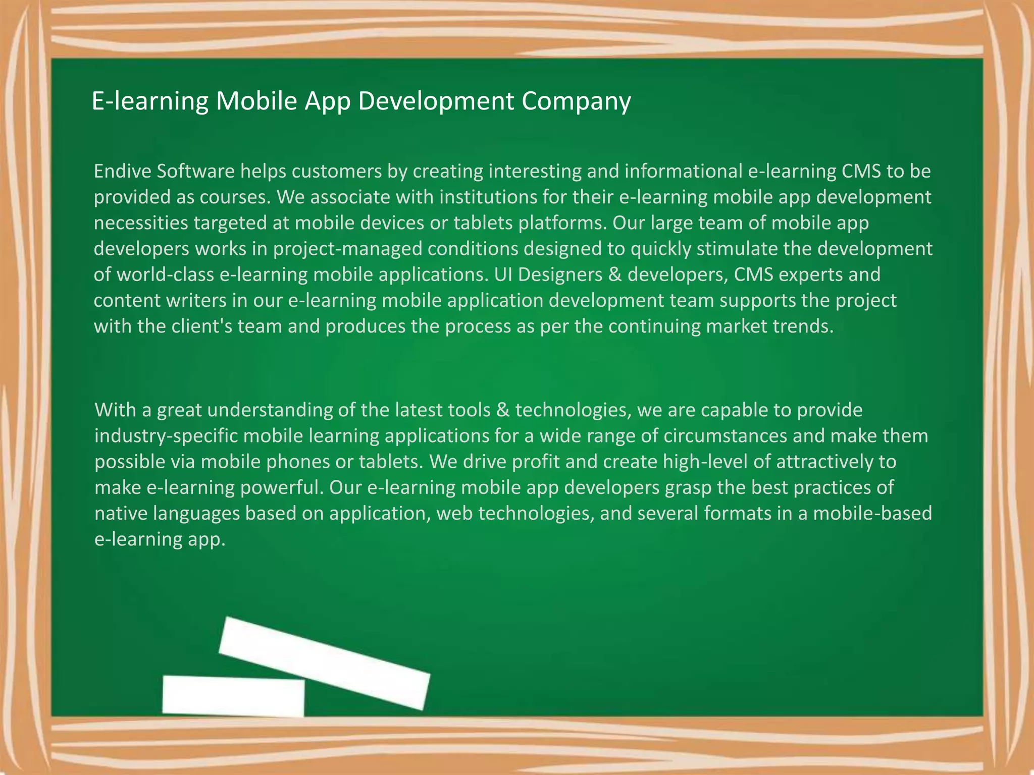 e-Learning Mobile App Development | PPT
