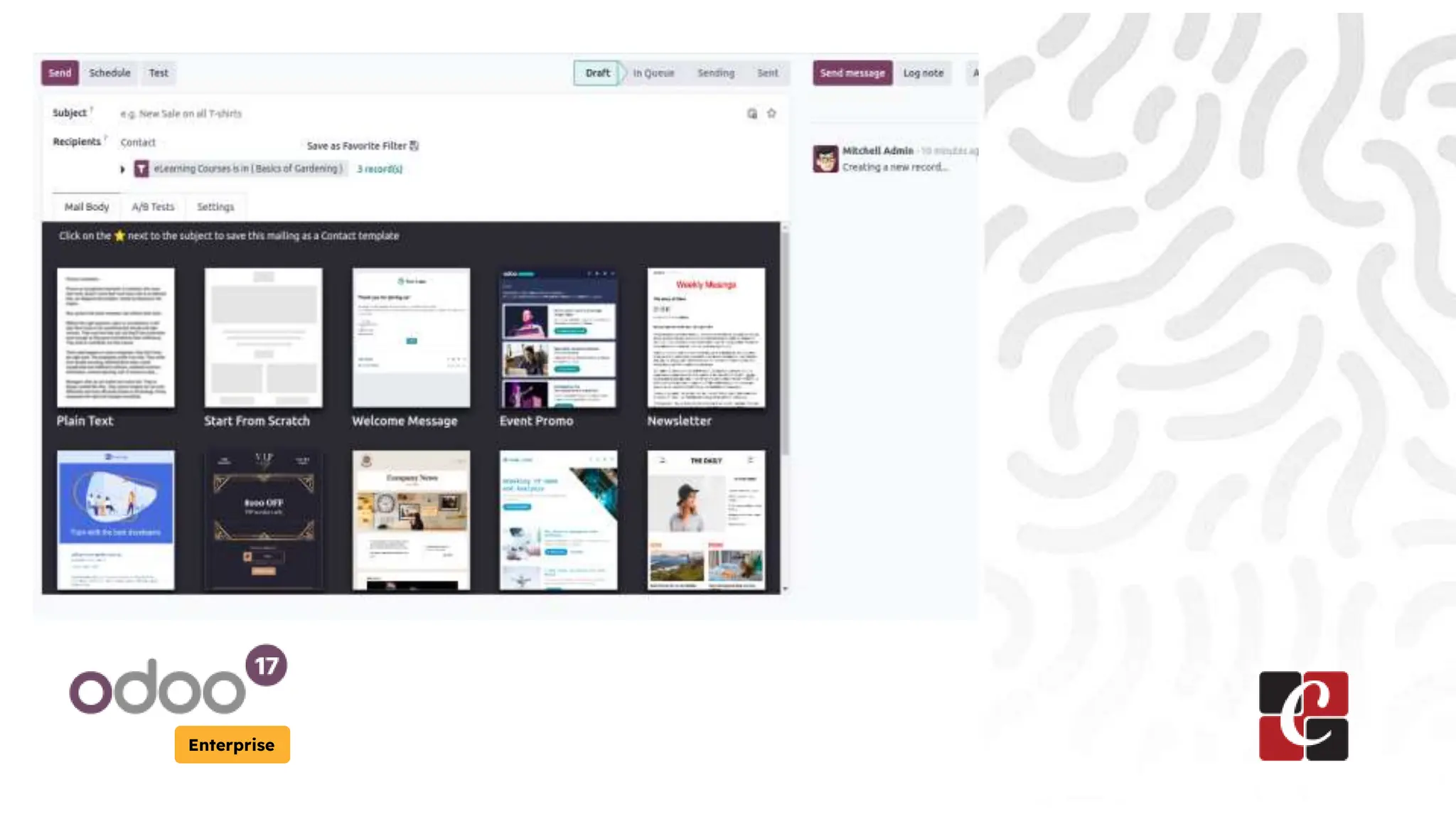 E-learning Odoo 17 New features - Odoo 17 Slides | PPTX | Email | Internet