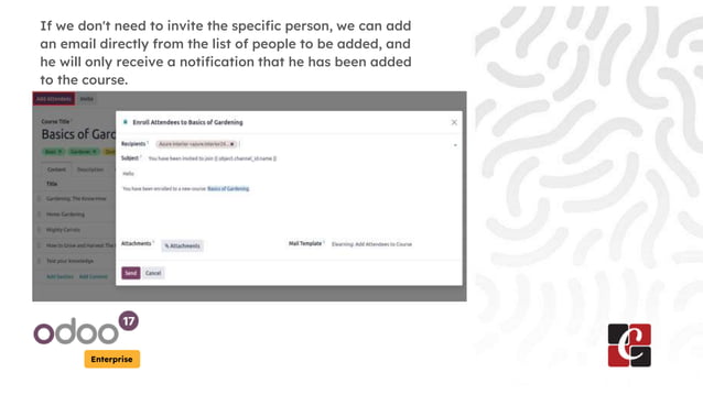 E-learning Odoo 17 New features - Odoo 17 Slides | PPTX | Email | Internet