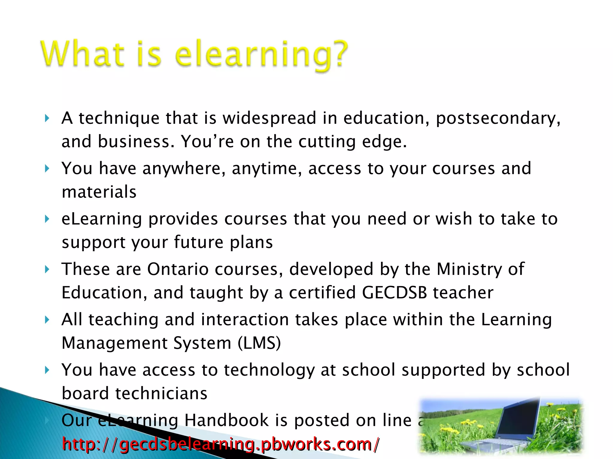 E Learning Orientation | PPT